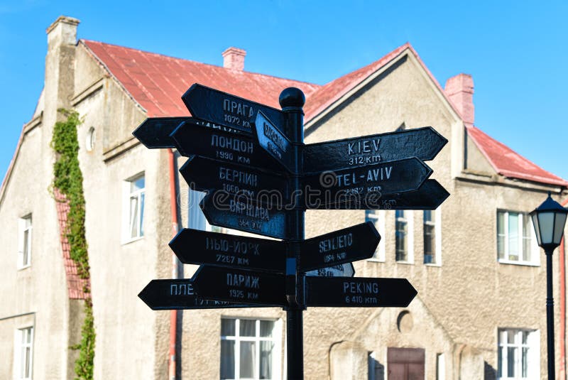 Old City Signpost on the Road in the City Stock Photo - Image of ...