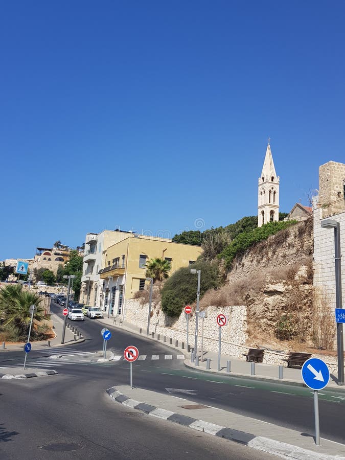 Jaffa stock photo. Image of tree, jaffa, facade, plaza - 100463826