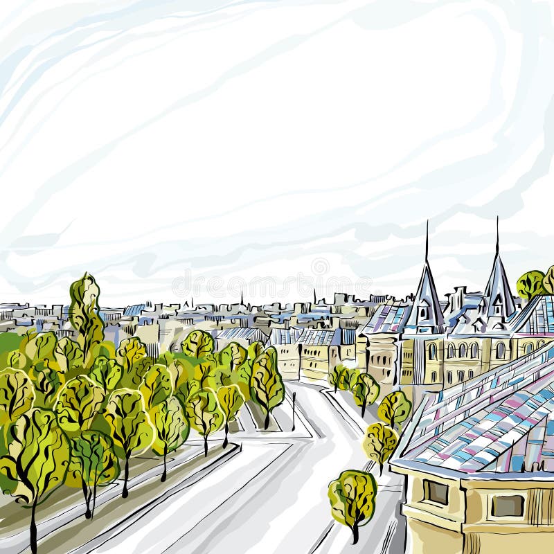 Old City Vector Illustration. Stock Vector - Illustration of city ...