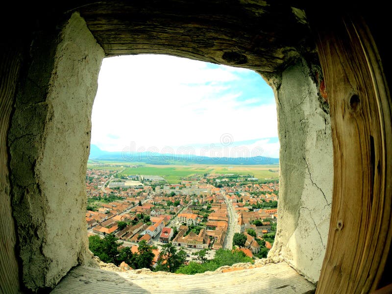 Old City View from Window in a Castle in Romania Stock Image - Image of ...