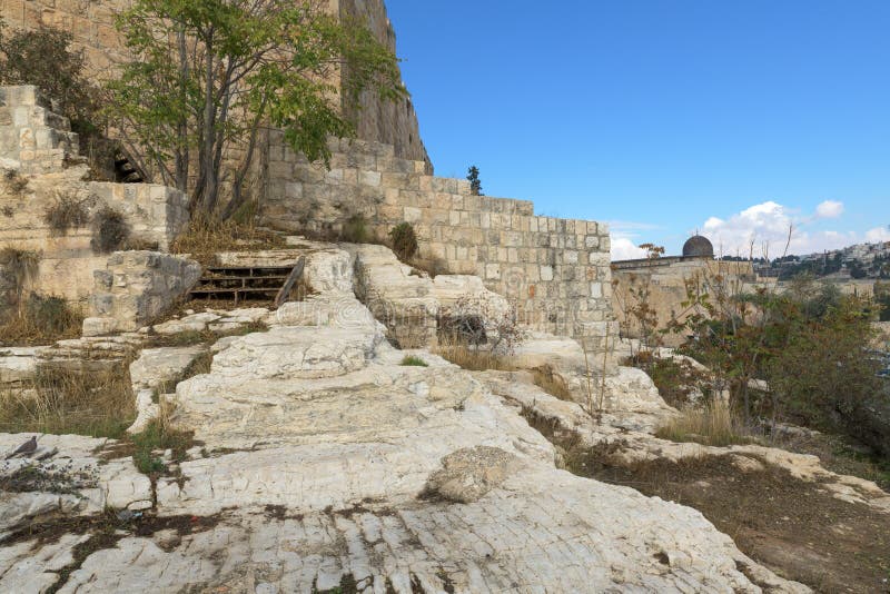 Old city wall of Jerusalem stock image. Image of historic - 264453139