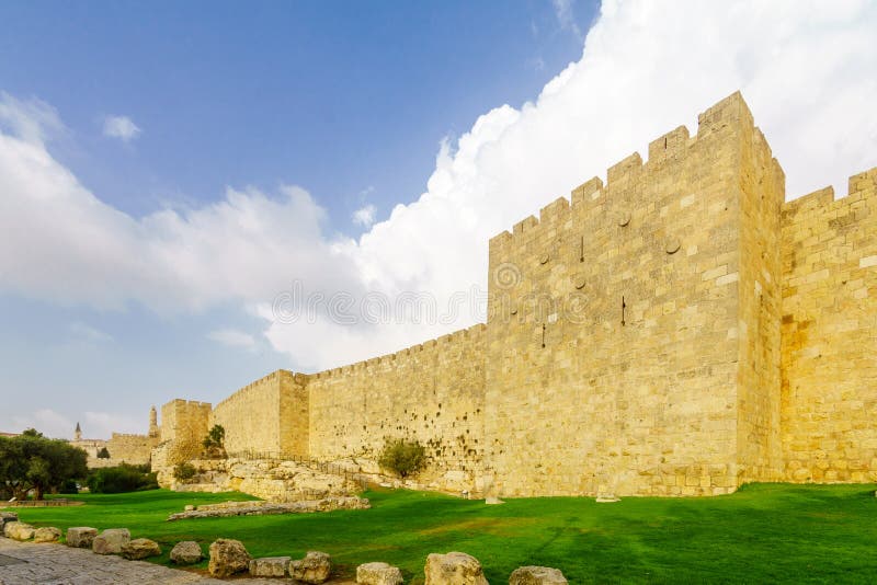 Old City Walls and the Tower of David, in Jerusalem Stock Photo - Image ...