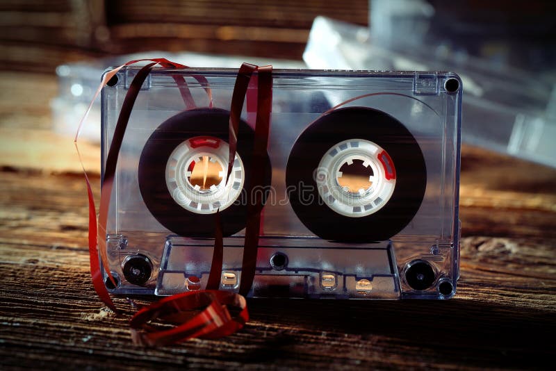 Old Classic Audio Cassette with Pulled Out of Tape Stock Photo - Image ...