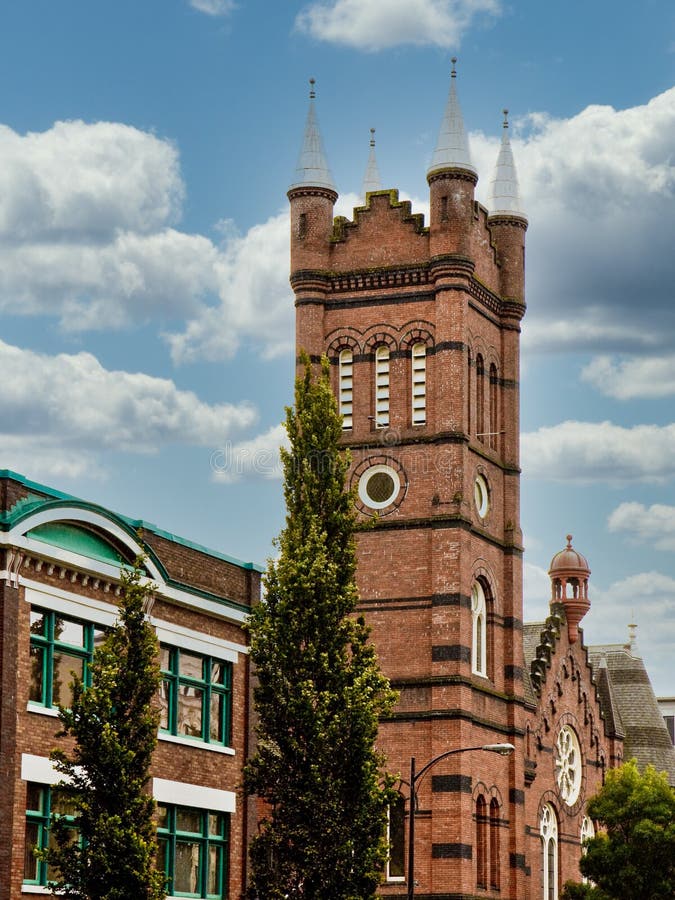 Classic Old Brick Building in Seattle Stock Image - Image of skyline ...