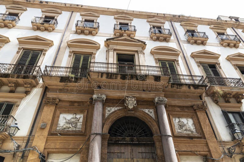 Old Classic Building in Palermo, Sicily, Italy Stock Photo - Image of ...