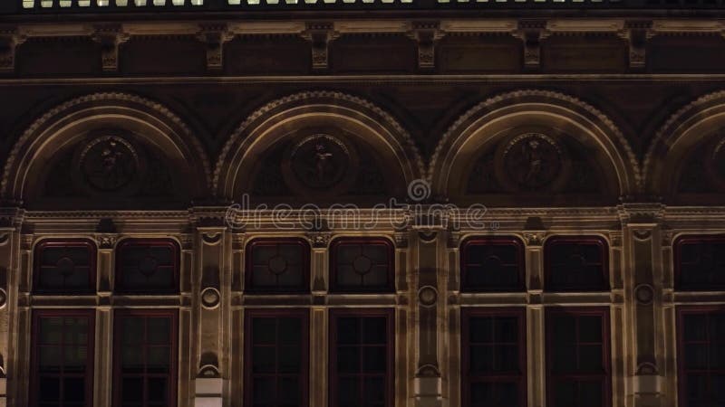 Old Classic Building Windows Illuminated at Night in Vienna, Austria ...