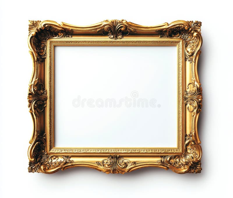 An Old, Classic Gold Frame, Antique in Style, Isolated on a White ...