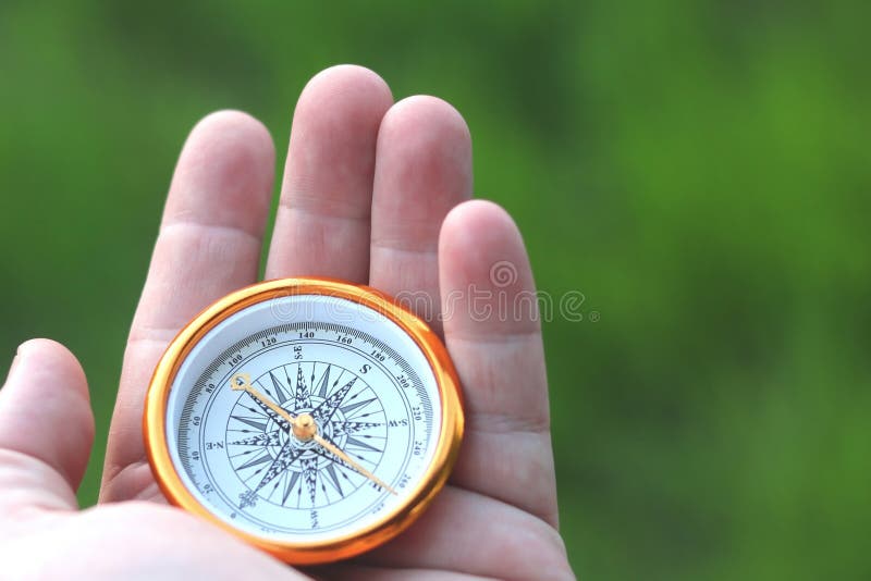 Classic Navigation Compass on Natural Background As Symbol of Tourism ...