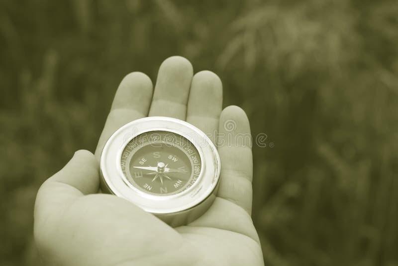 Old Classic Navigation Compass in Hand on Natural Background Stock ... Old Classic Navigation Compass in Hand on Natural Background Stock ...
