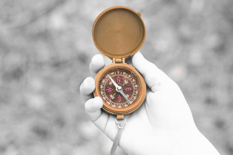 Classic Navigation Compass on Brick Wall Background As Symbol of ...