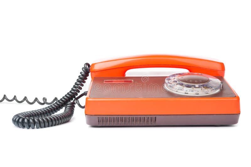 Old classic orange phone stock image. Image of handset - 69306701