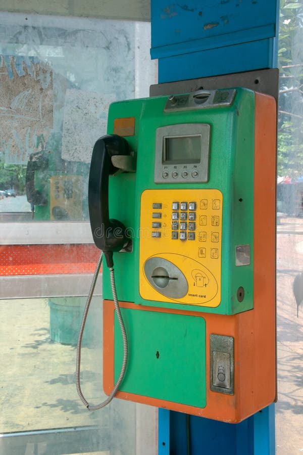 Old Classic Public Telephone Booth Machine Stock Photo - Image of ...