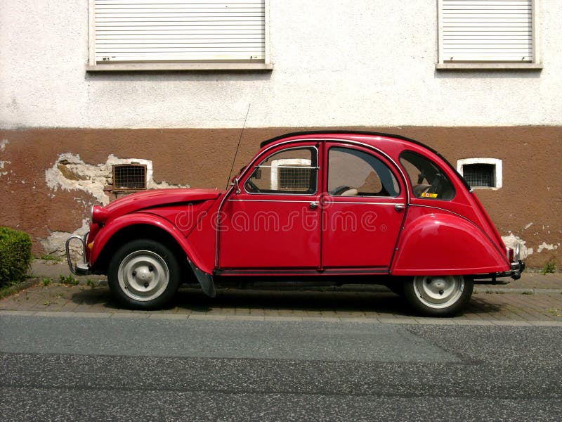 Old Classic Red Car in Central Hesse Stock Photo - Image of retro ...