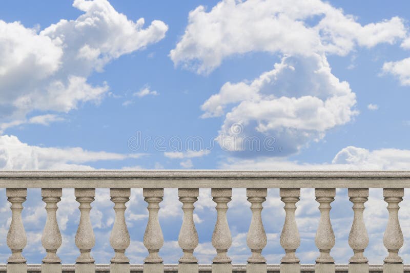 Old Classic Stone Italian Balustrade and Cloudy Sky Stock Image - Image ...