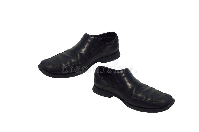 Classical Black Leather Shoes for Men, without Shoelaces on a White ...
