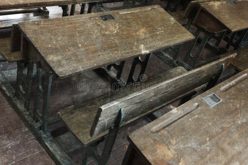 Old classroom interior stock image. Image of study, school - 93789477