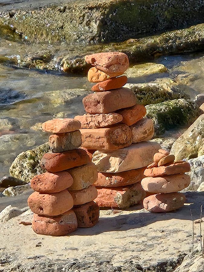 Old Clay Brick Cairn on Beach Rock Stock Photo - Image of natural ...