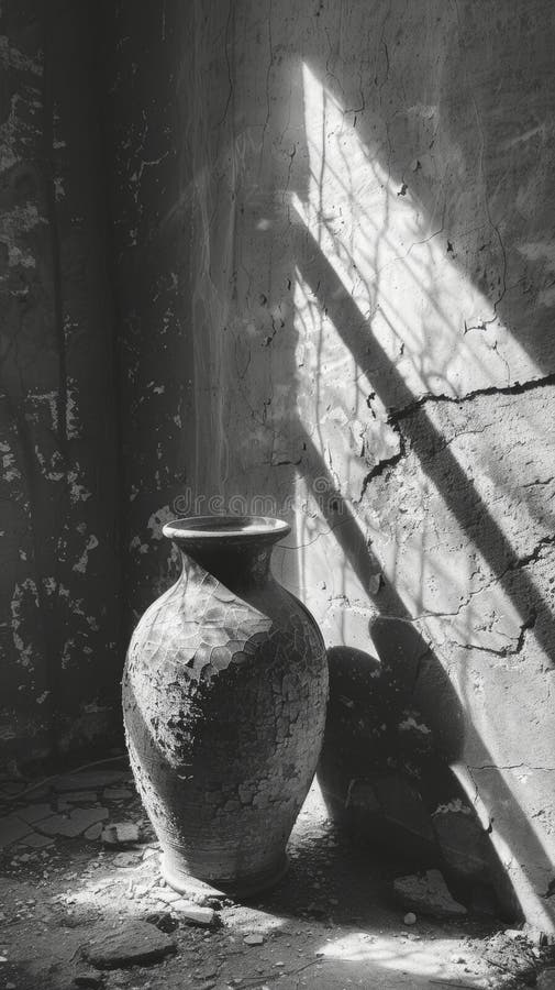 Old Clay Pot in Abandoned Building with Light and Shadow Contrast Stock ...
