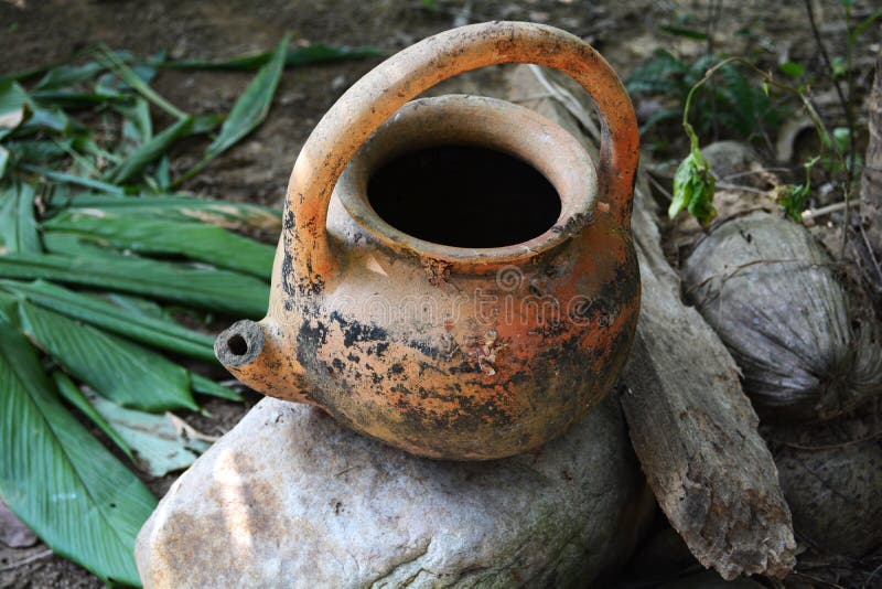 Old clay vintage pot stock image. Image of object, antique - 35096907