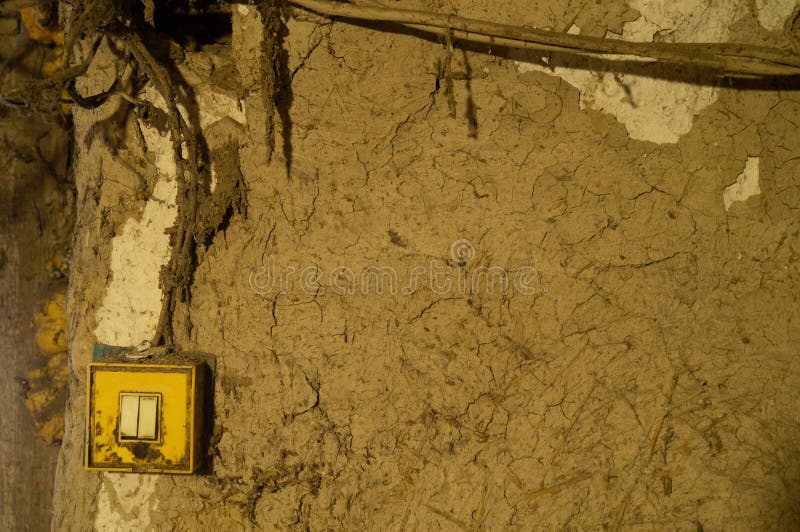 Old Clay Shack, Wall with Clay Stucco. Old Workshop. Old Machine Tool ...