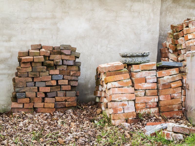 Stacked Bricks on Wooden Shipping Pallet Stock Photo - Image of masonry ...