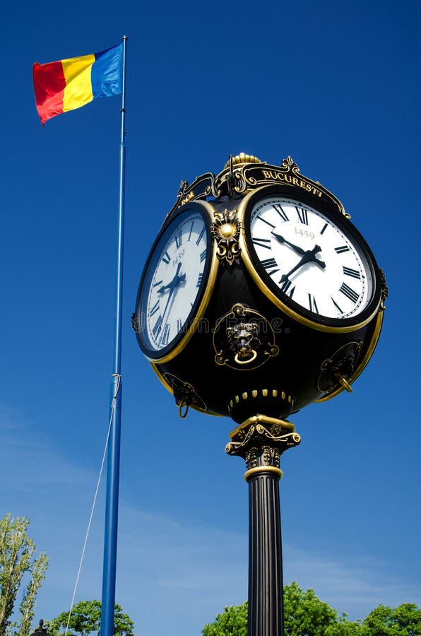 Bucharest public clock stock image. Image of central - 44147087