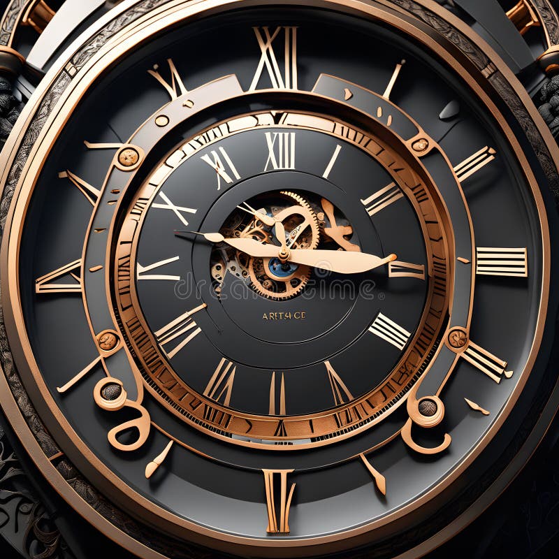 Old clock, AI-generatet stock illustration. Illustration of transient ...