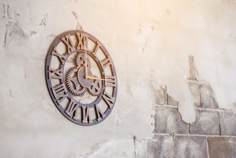 Old Clock on the Cement Ground Stock Photo - Image of cement, interior ...