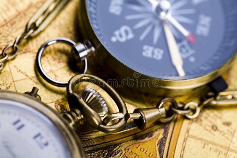 Clock and Compass stock photo. Image of communications - 6885676