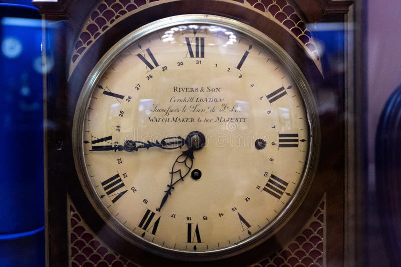 Old Clock Dial Close Up. Beautiful Font on Old Clock Dial Editorial ...