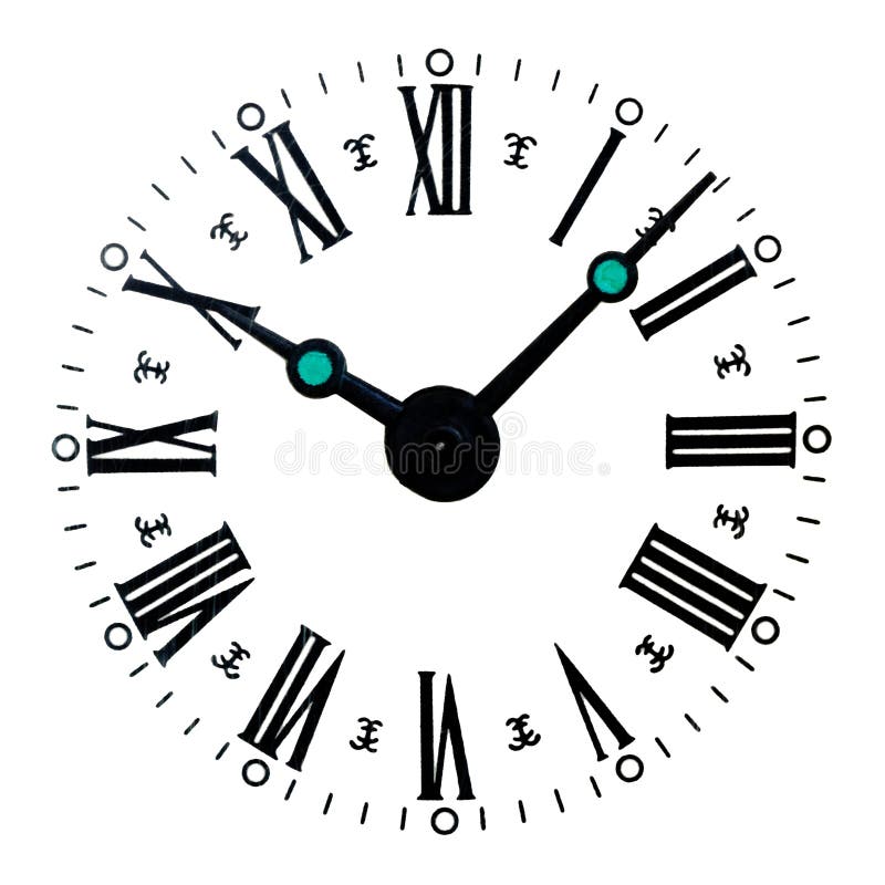 Old Clock Dial with Roman Numerals Stock Photo - Image of timekeeping ...