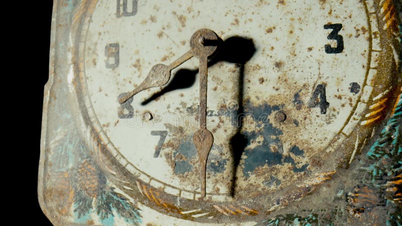 Old Clock Dial with Rusty Minute and Hour Hands Covered Corrosion ...