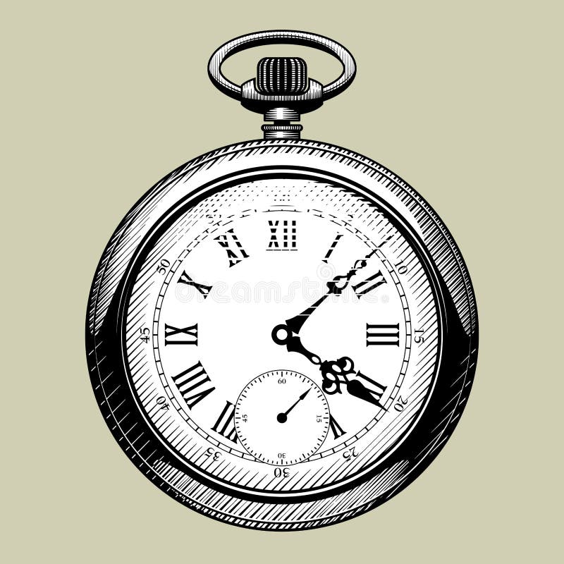 Old Pocket Watch Drawing Pocket Watch, Watch Drawing, Time PNG And