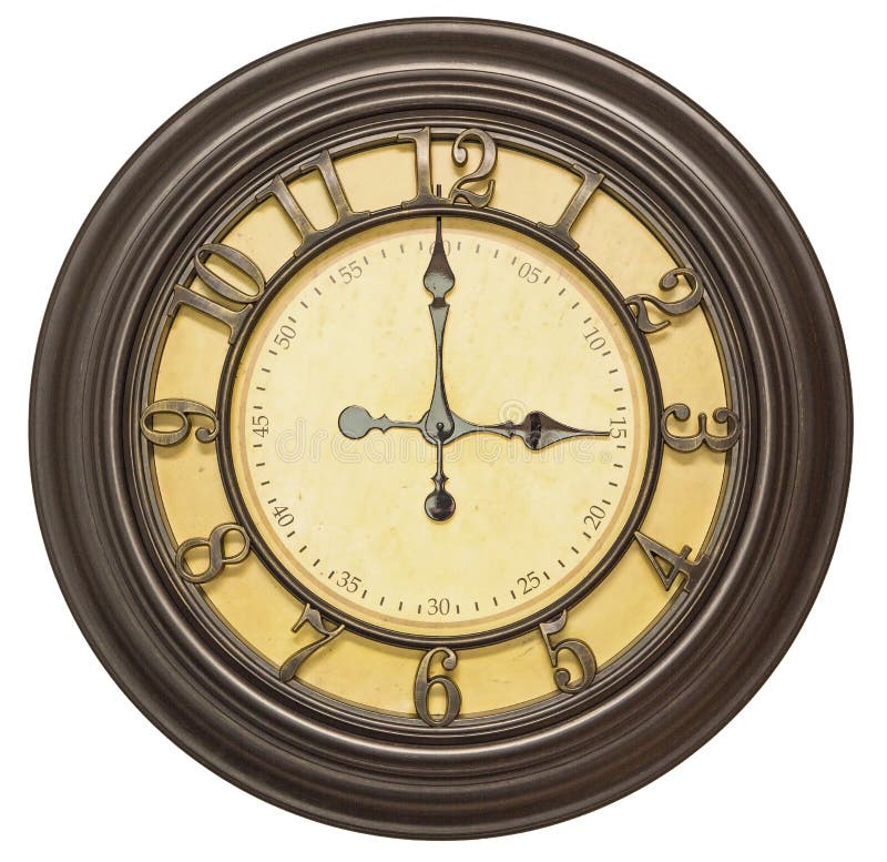 Old Clock Face Three Isolated Background Stock Image - Image of office ...