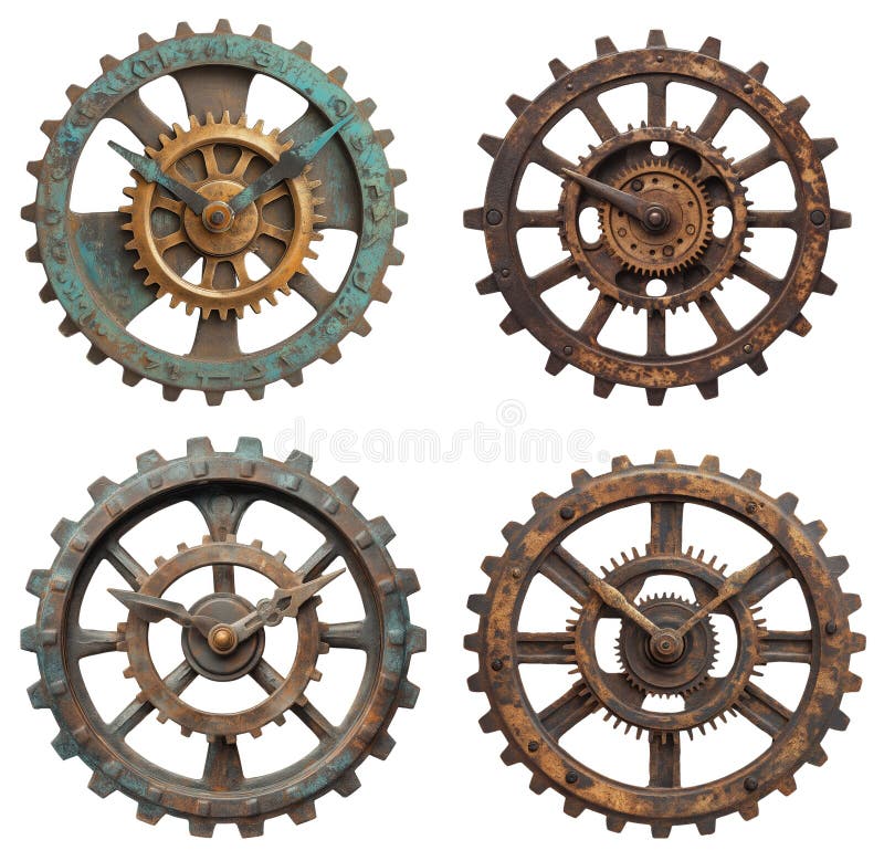 Old Clock Gear with Rust Details on White Background Stock Illustration ...