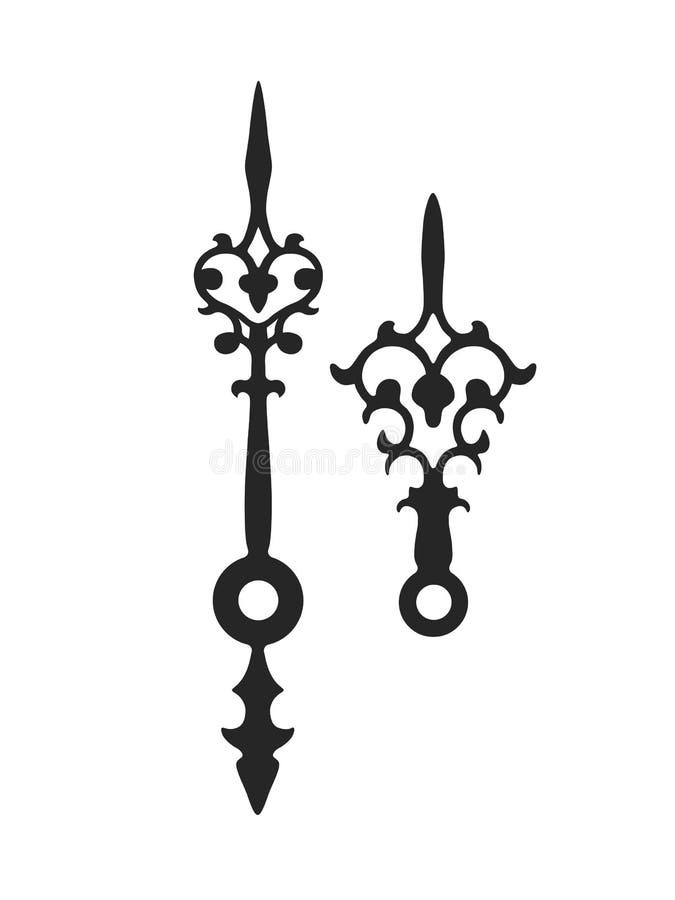 Old Clock Hands Isolated on White Background. Vector Illustration Stock ...