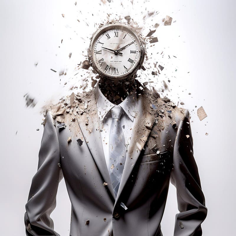 Old Clock Head Business Man Stock Illustration - Illustration of award ...