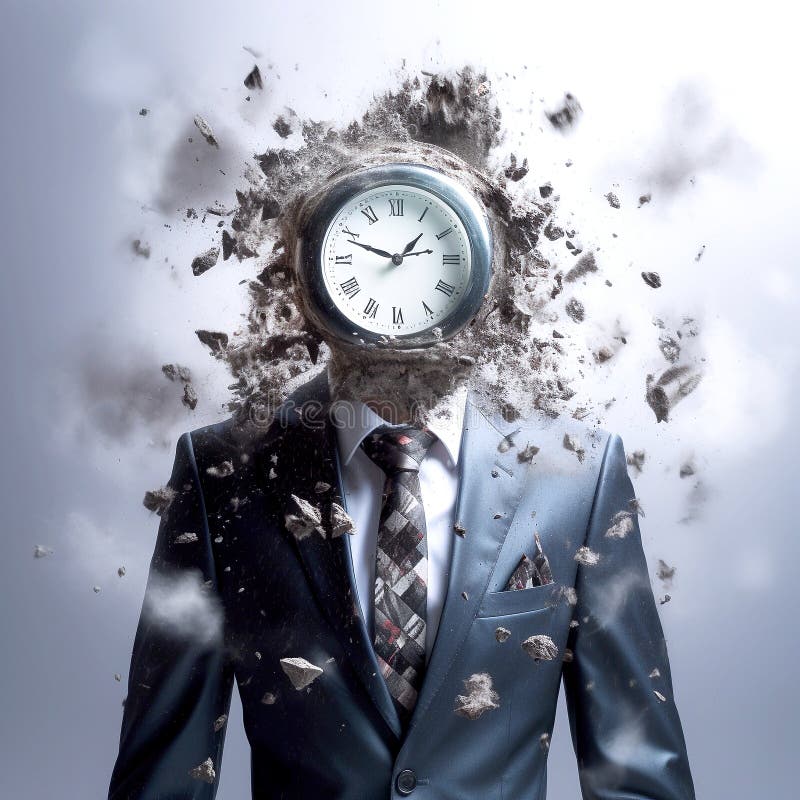 Old Clock Head Business Man Stock Illustration - Illustration of design ...