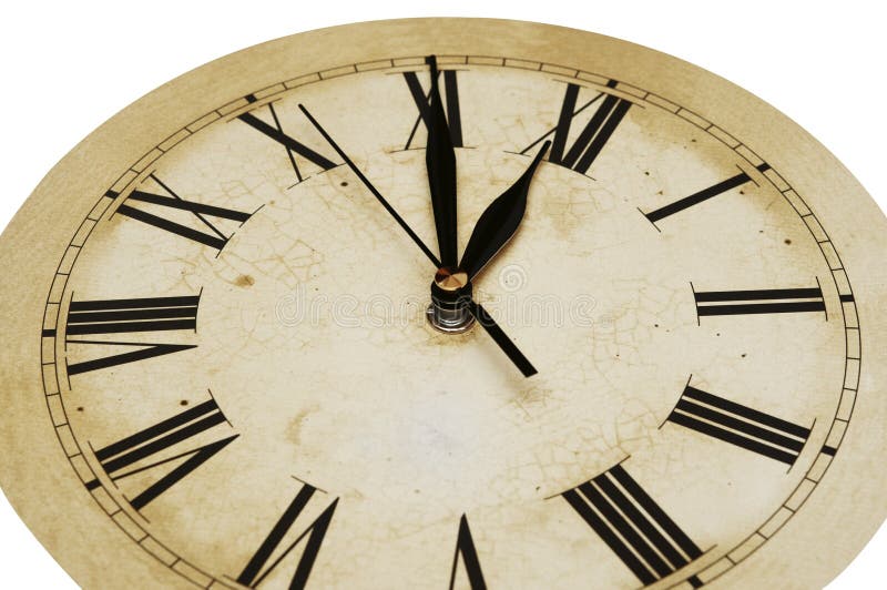 Old Clock Isolated on White Stock Photo - Image of countdown, minute ...