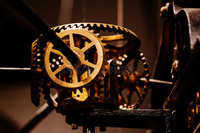 Old Clock Mechanism, Clock Gears, Close Up Stock Image - Image of ...