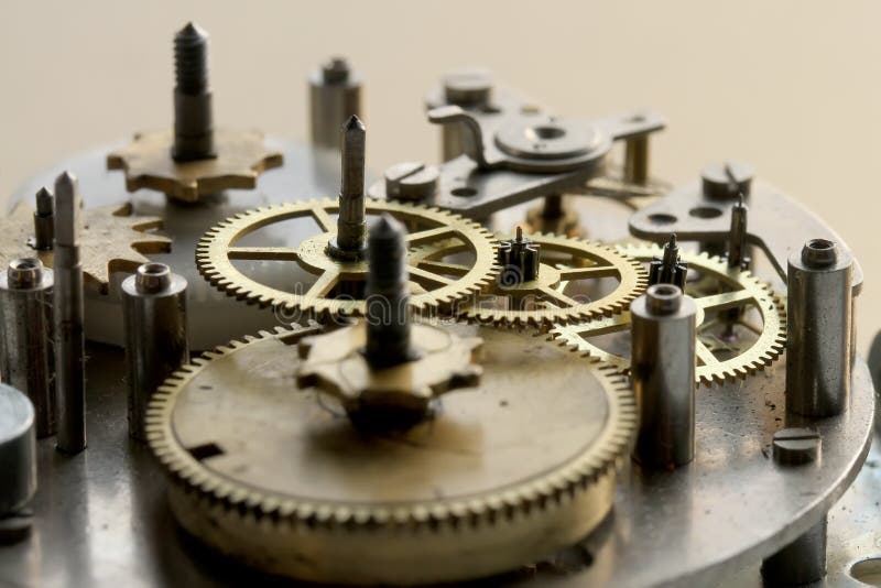 The Old Clock Mechanism with Metal Gears and Screws Stock Photo - Image ...