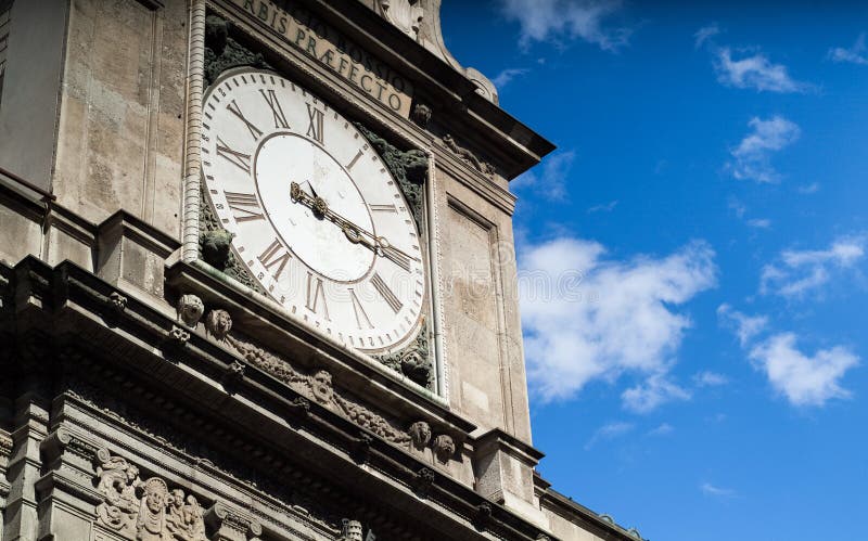 Old Clock in Milan stock image. Image of daylight, italian - 68079419