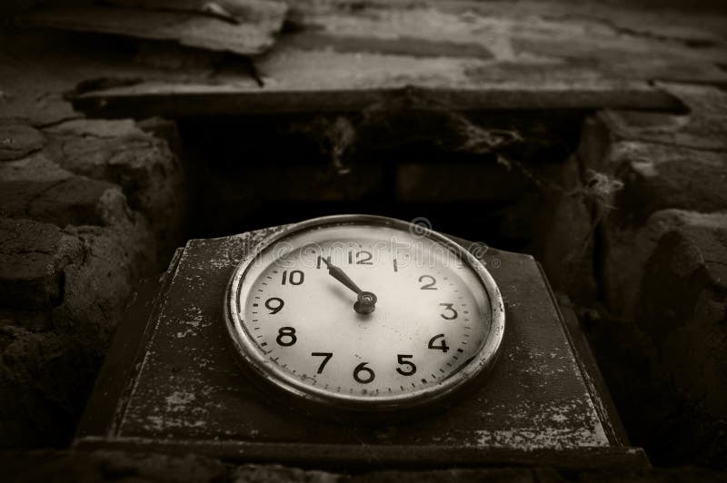 Old clock with one pointer stock image. Image of obsolete - 10748543