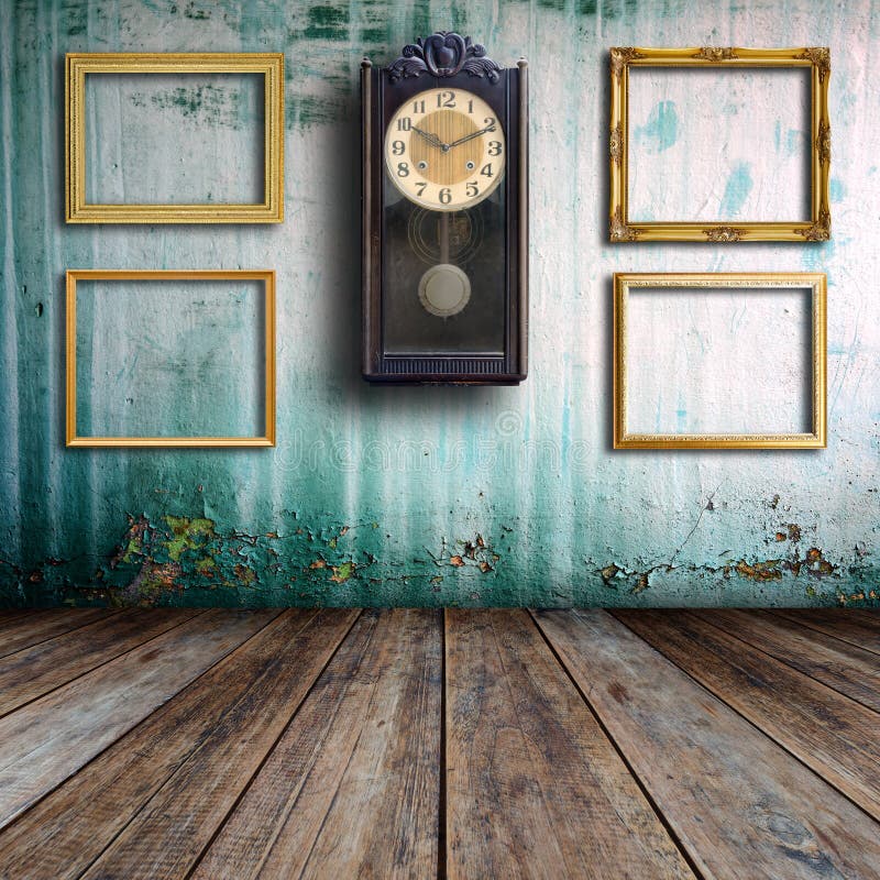 Old Clock and Picture Frame Stock Photo - Image of frame, fabric: 51651228