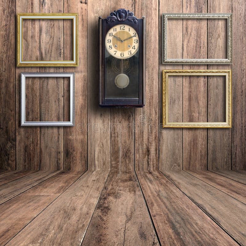 Old Clock and Picture Frame Stock Image - Image of room, dark: 51651329