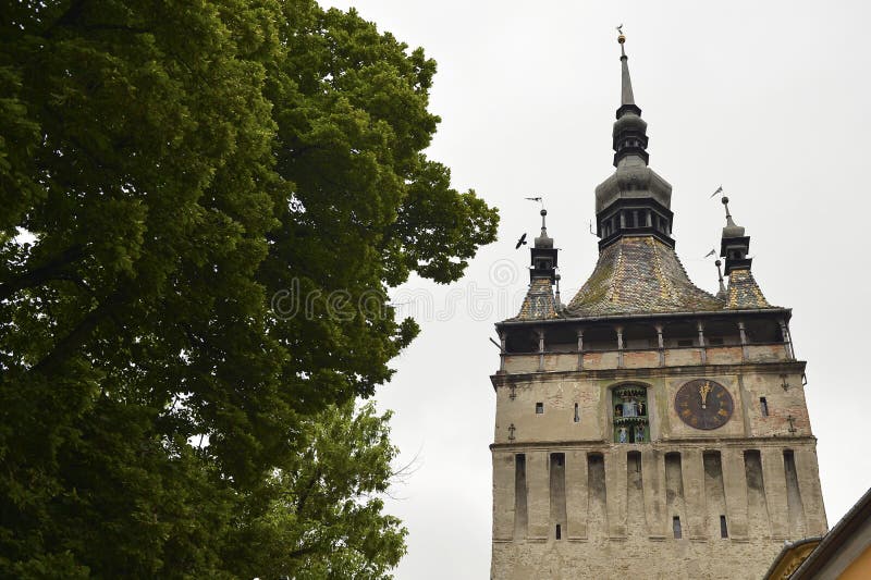 Old Clock Tower, Sighisoara, Romania Stock Photo - Image of historical ...