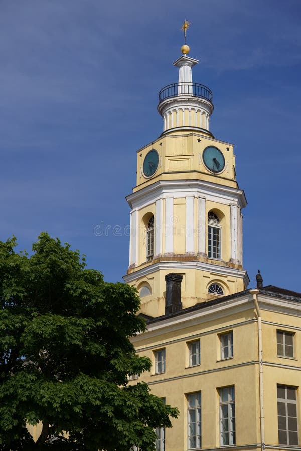 The Old Clock Tower of the Town Hall of Hamina, Finland Editorial Stock ...
