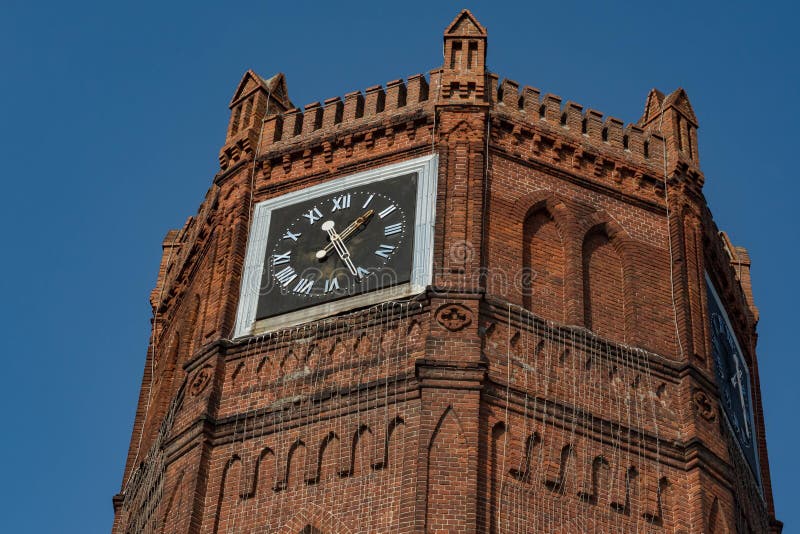 Old Clock Tower in the Town Square. Stock Image - Image of clocktower ...