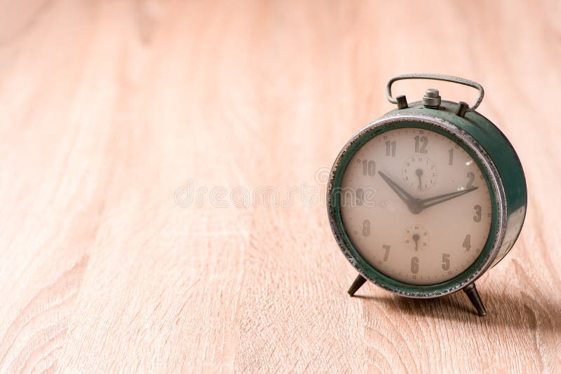 Old clock on wood table stock photo. Image of clock, rusty - 65613106