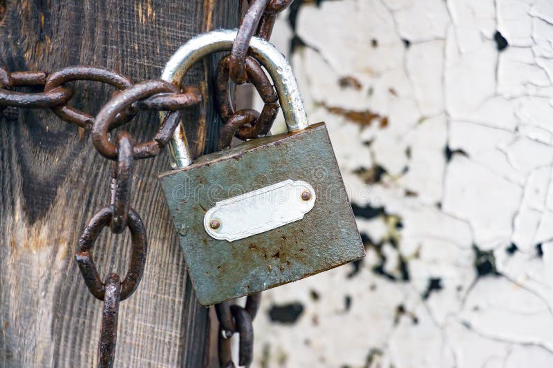 Closed lock on the chain stock image. Image of obstruction - 101491503